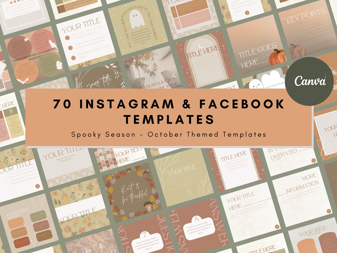 Spooky Season Instagram Templates: Halloween & Thanksgiving Canva Posts ...