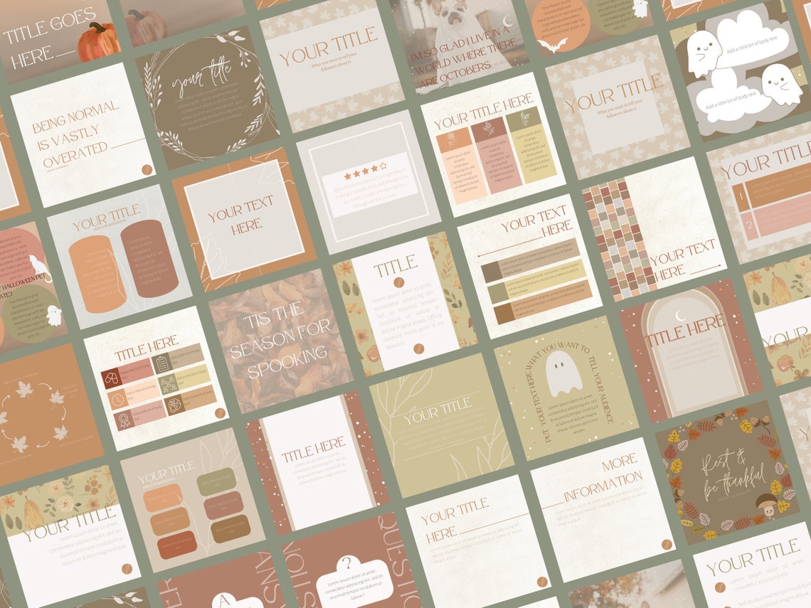 Spooky Season Instagram Templates: Halloween & Thanksgiving Canva Posts ...