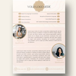 Small Therapy Business Flyer Speech Pathology Fully Editable Canva ...
