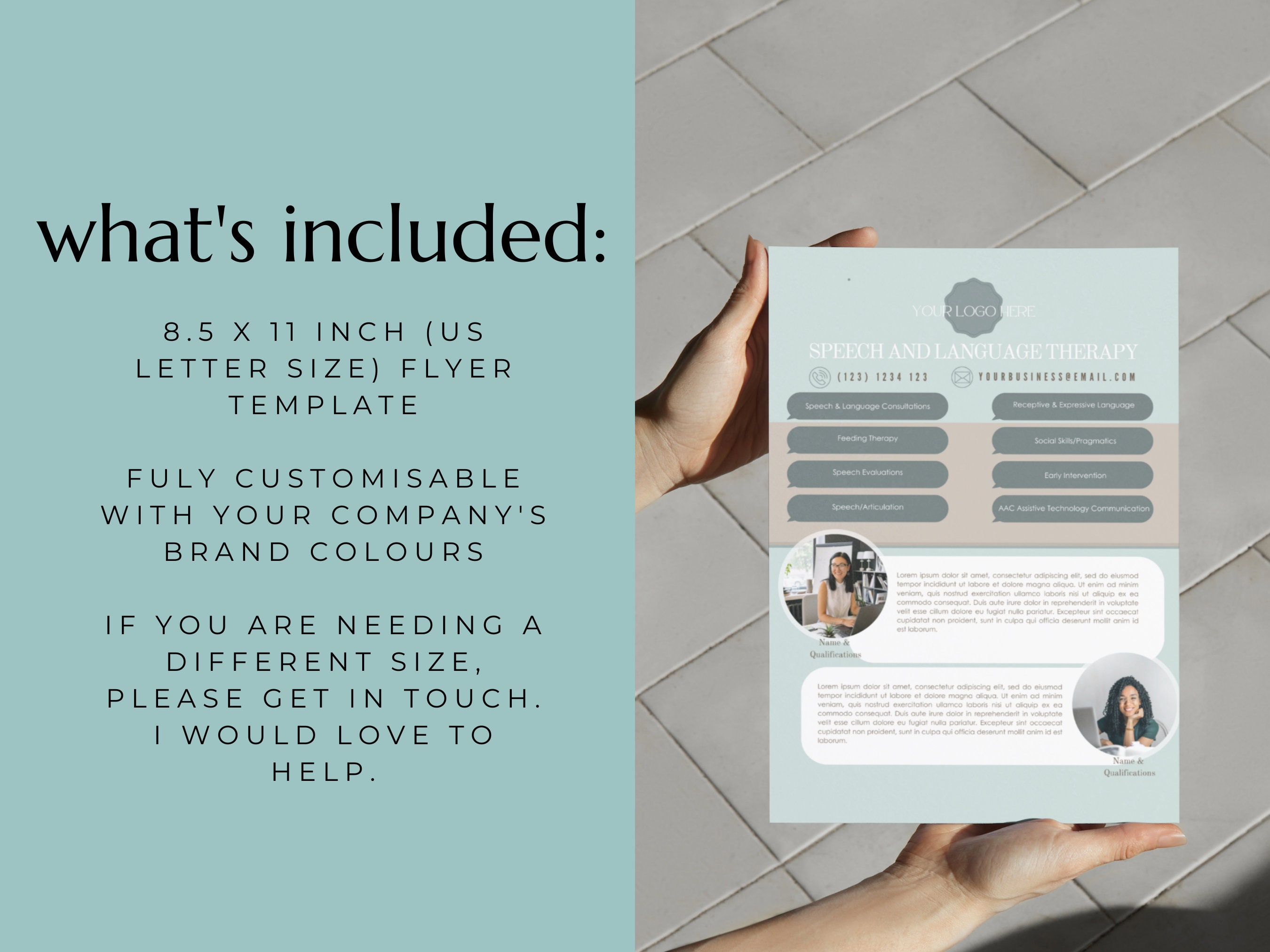 Small Therapy Business Flyer Speech Pathology Fully Editable Canva ...