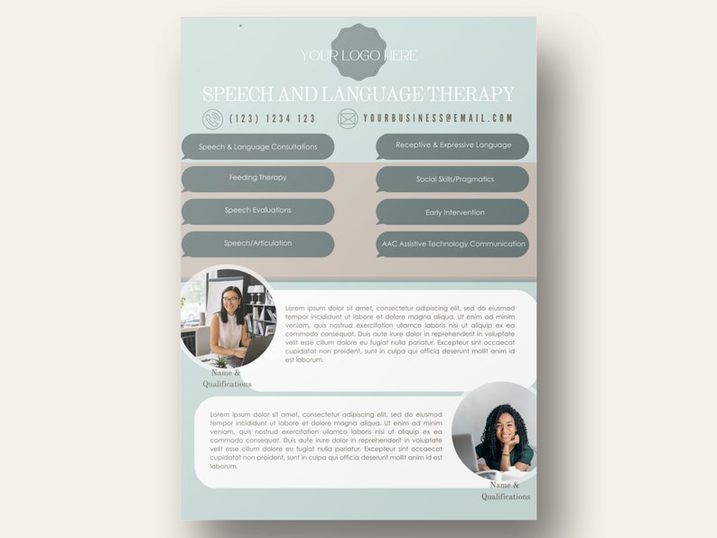 Small Therapy Business Flyer Speech Pathology Fully Editable Canva ...