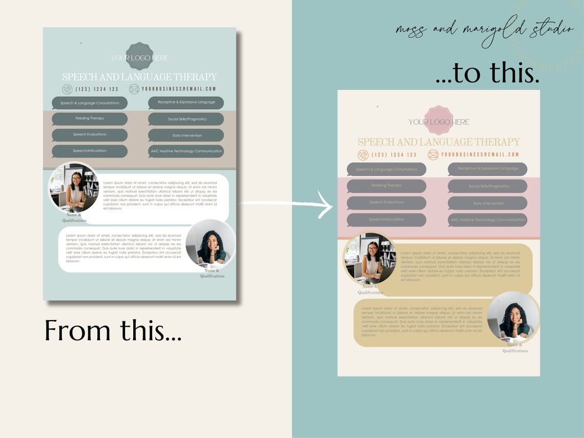 Small Therapy Business Flyer Speech Pathology Fully Editable Canva ...