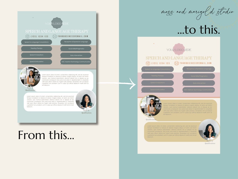 Small Therapy Business Flyer Speech Pathology Fully Editable Canva ...