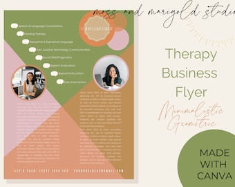 Small Therapy Business Flyer Speech Pathology Fully Editable Canva ...