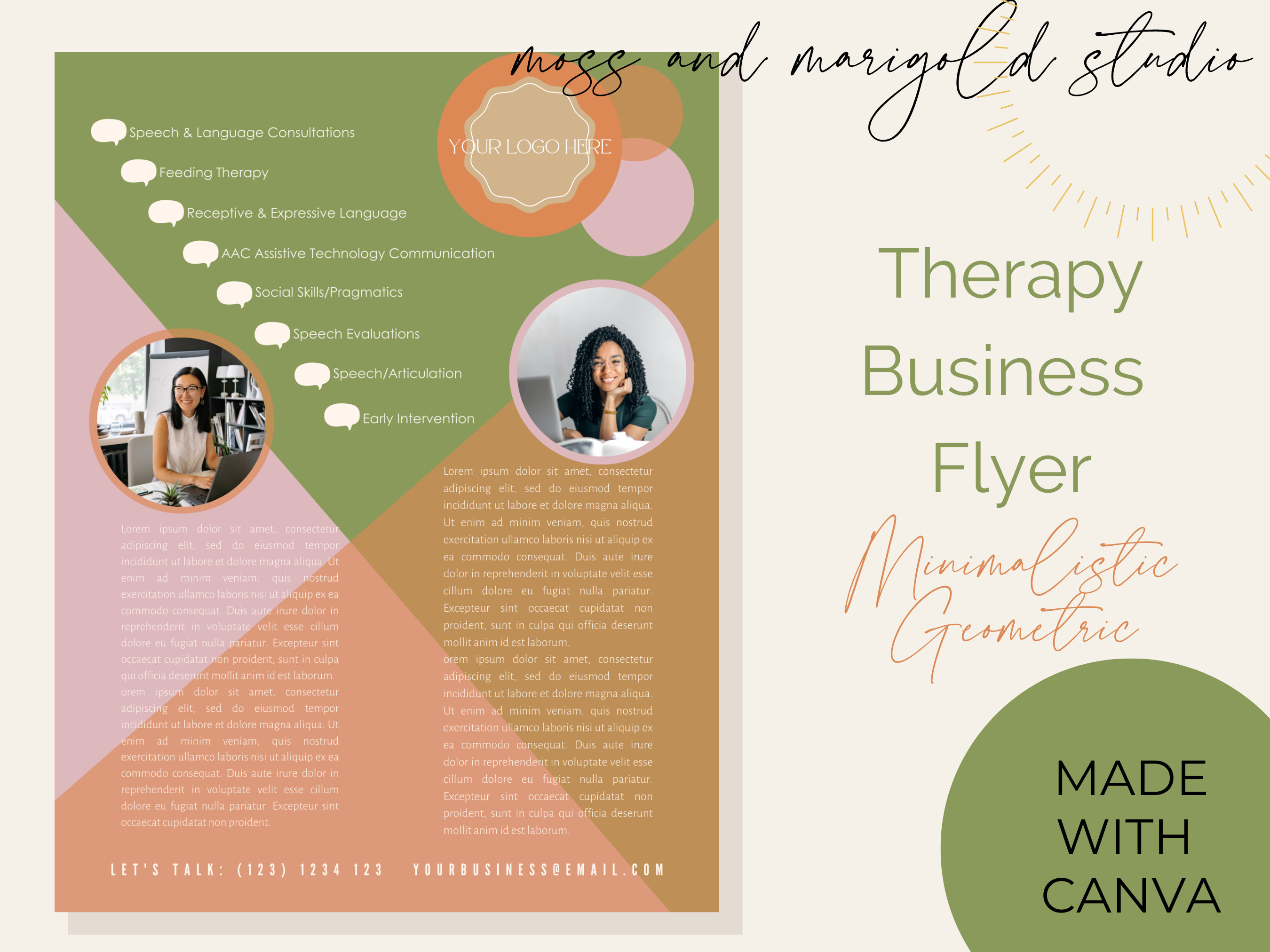 Small Therapy Business Flyer Speech Pathology Fully Editable Canva ...