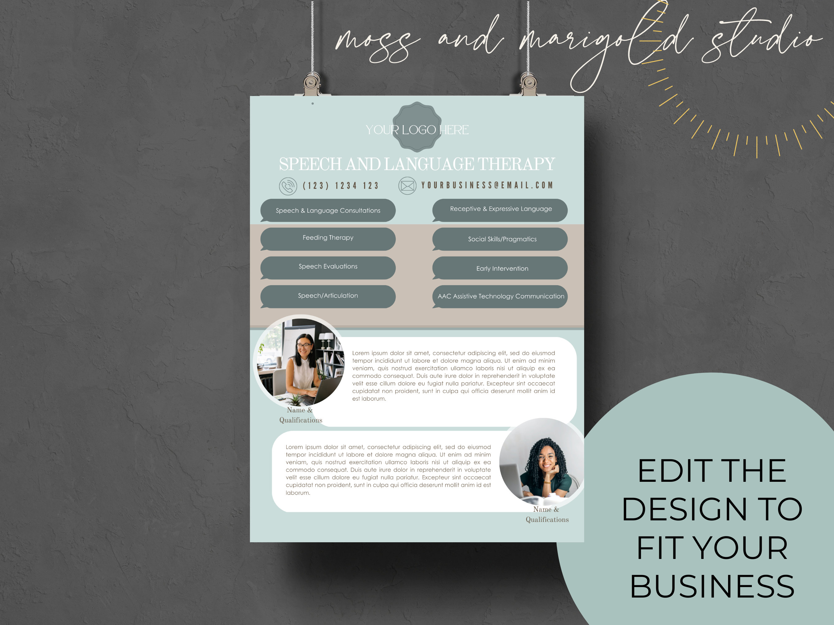 Small Therapy Business Flyer Speech Pathology Fully Editable Canva ...