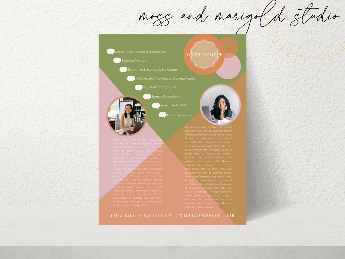 Therapy Business Flyer: Editable Speech Pathology Template (canva) - Etsy