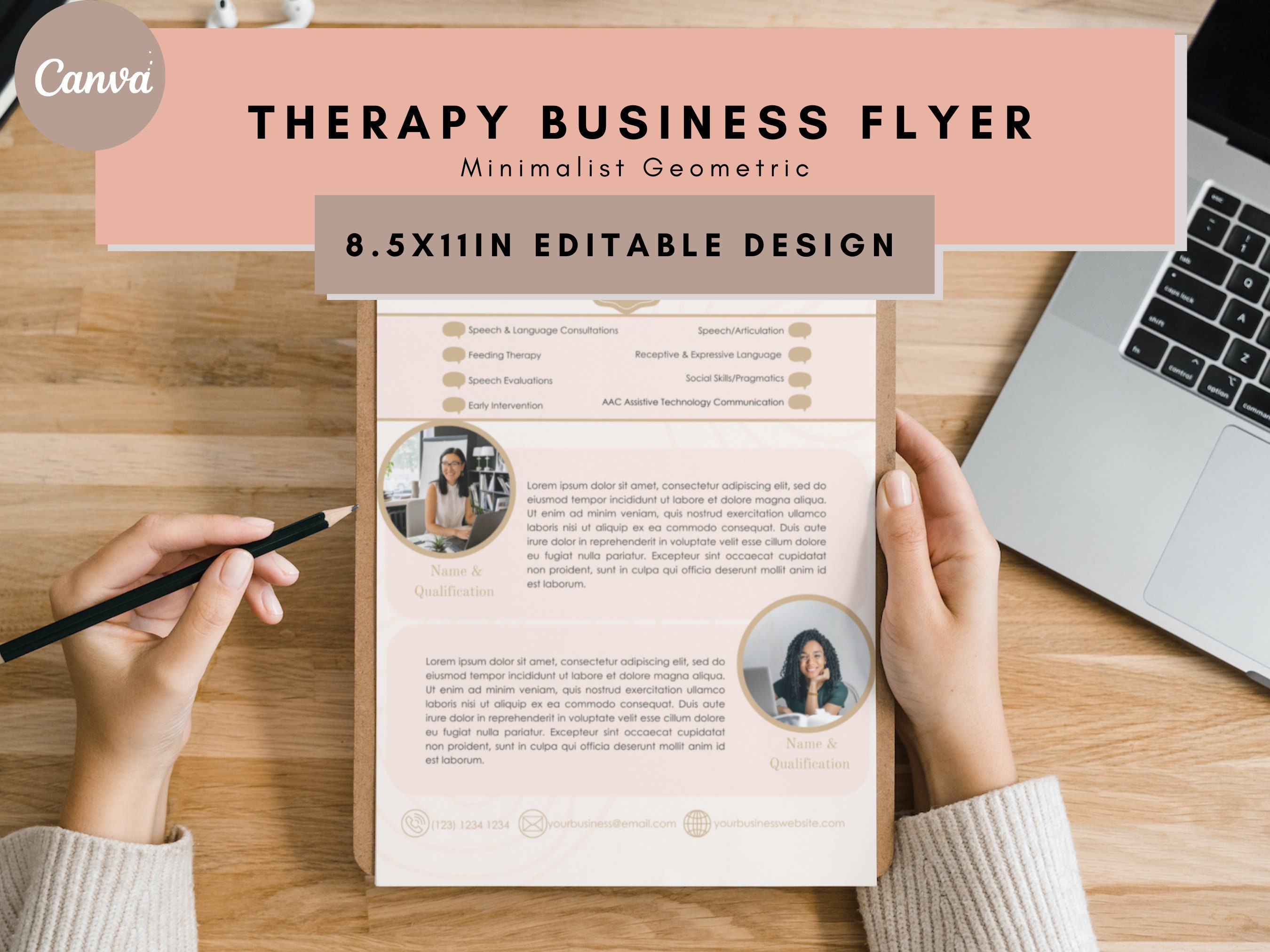 Small Therapy Business Flyer Speech Pathology Fully Editable Canva ...