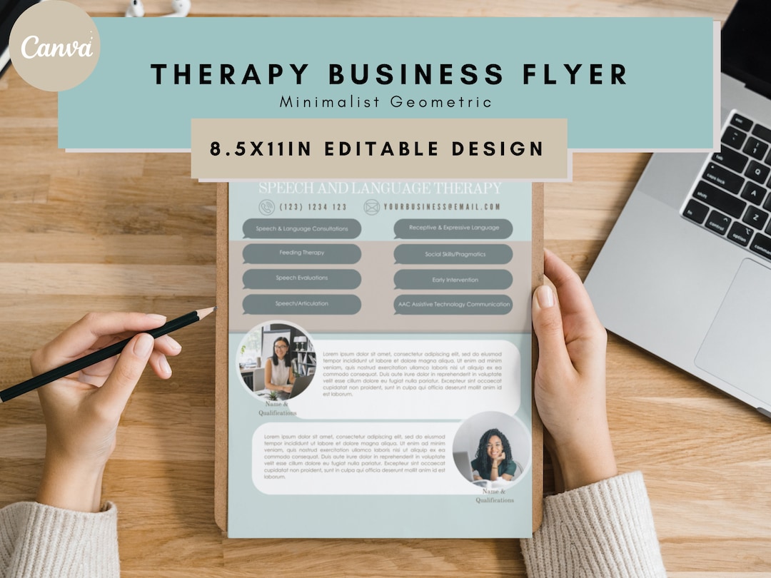 Small Therapy Business Flyer Speech Pathology Fully Editable Canva ...