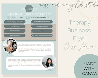 Small Therapy Business Flyer Speech Pathology Fully Editable Canva ...