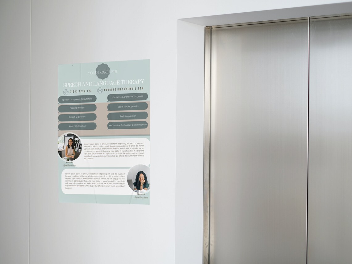 Small Therapy Business Flyer Speech Pathology Fully Editable Canva ...