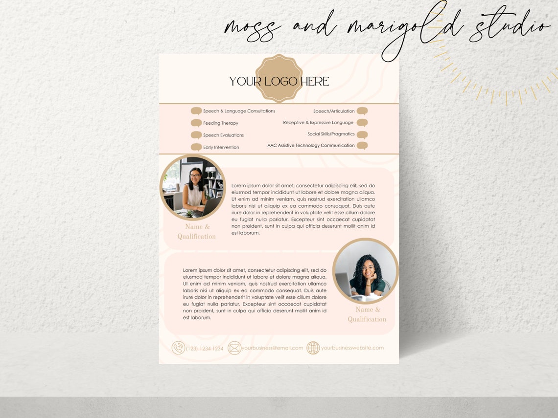 Small Therapy Business Flyer Speech Pathology Fully Editable Canva ...