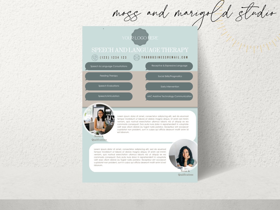 Small Therapy Business Flyer Speech Pathology Fully Editable Canva ...