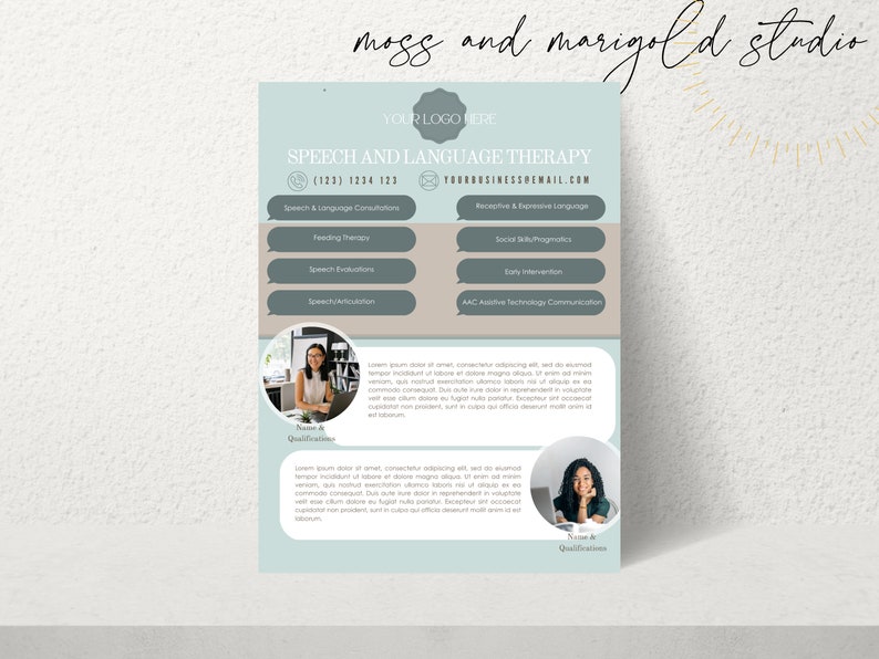 Small Therapy Business Flyer Speech Pathology Fully Editable Canva ...