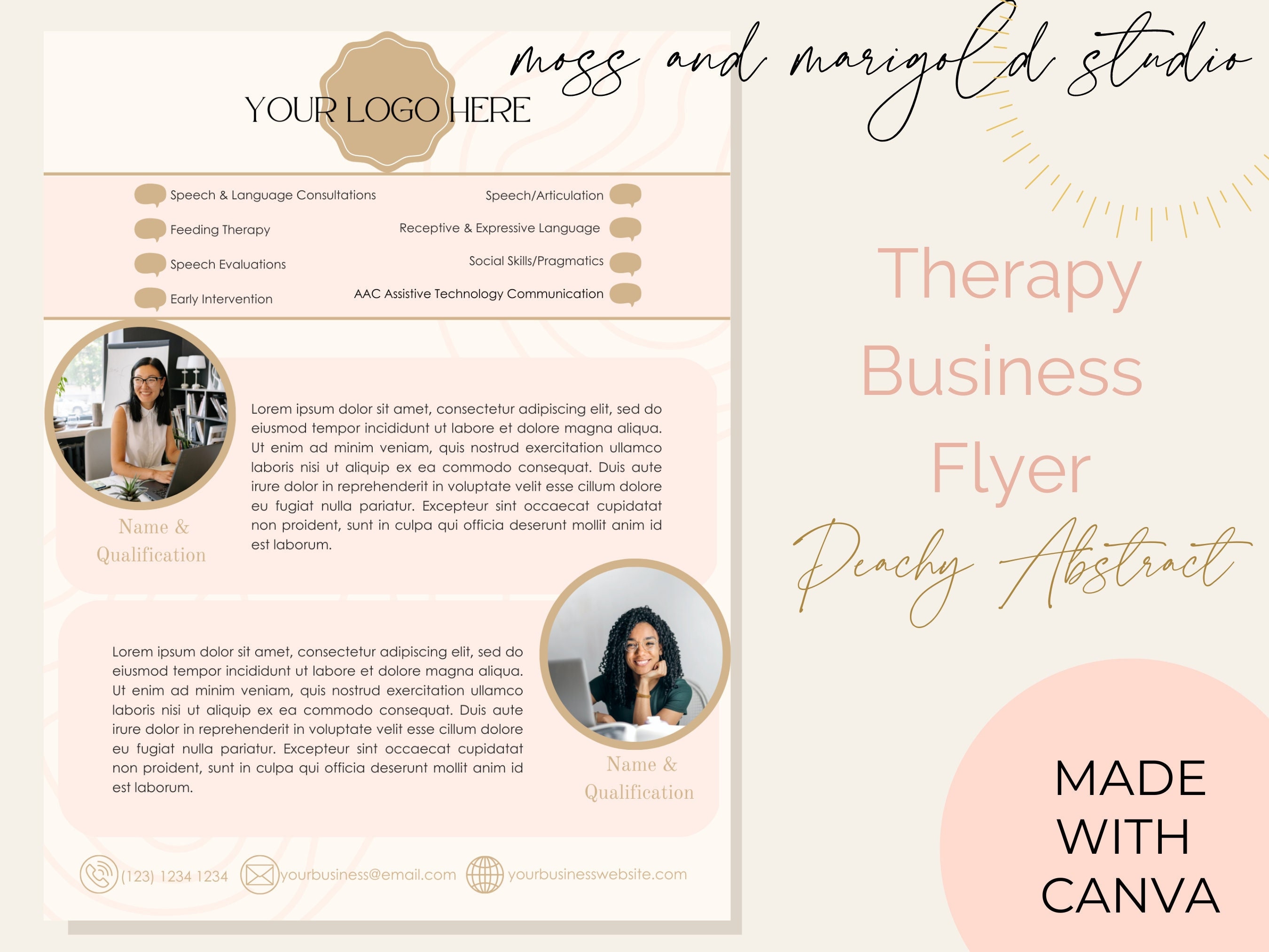 Small Therapy Business Flyer Speech Pathology Fully Editable Canva ...
