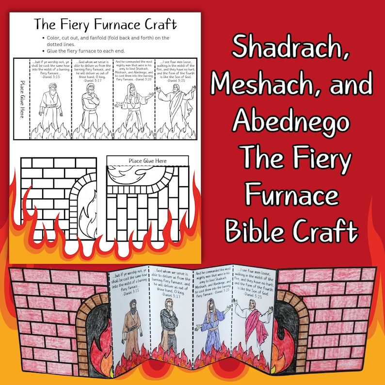 The Fiery Furnace Folding Suprise Bible Craft Printable for Kids Sunday ...