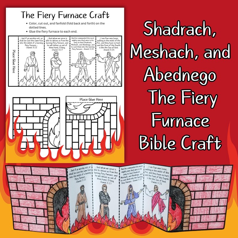 Bible Craft Bundle for Kids, 7 Printable Color Cut Paste Christian ...