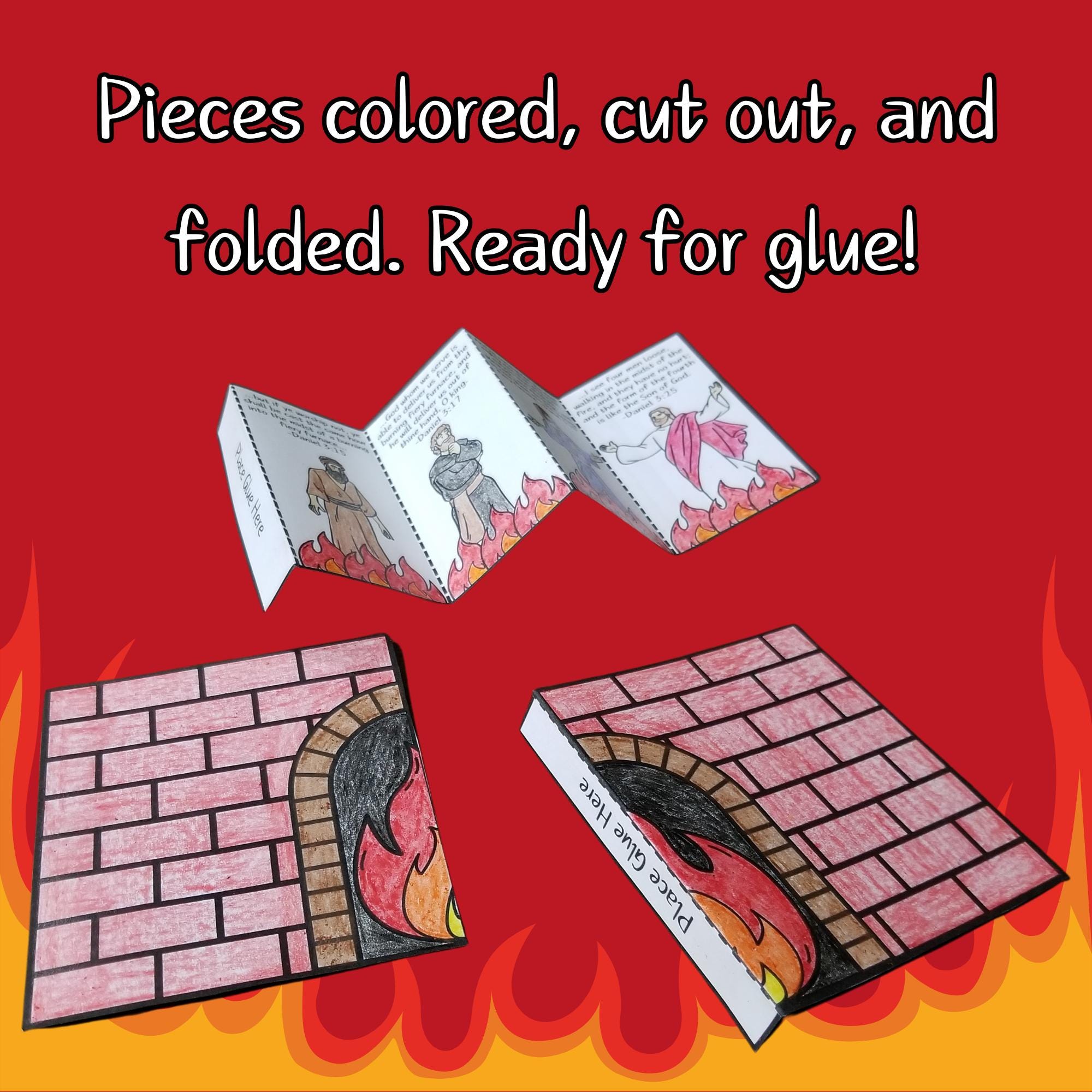 The Fiery Furnace Folding Suprise Bible Craft Printable for Kids Sunday ...