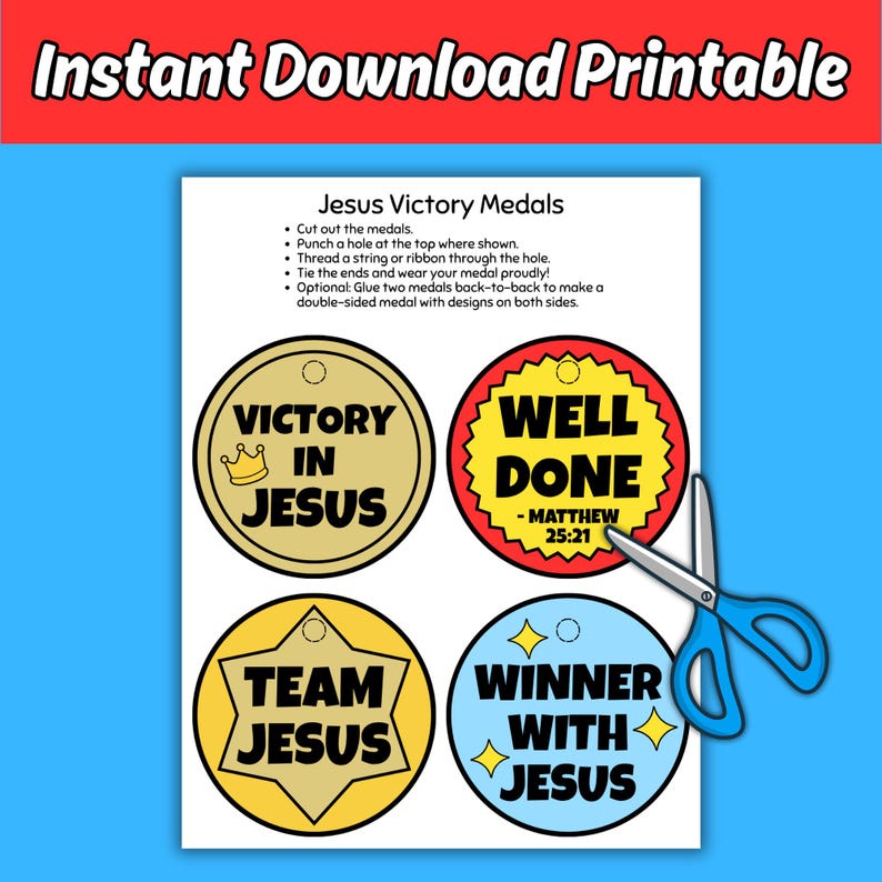 Jesus Victory Medals Craft for Kids Sunday School Bible Lesson ...