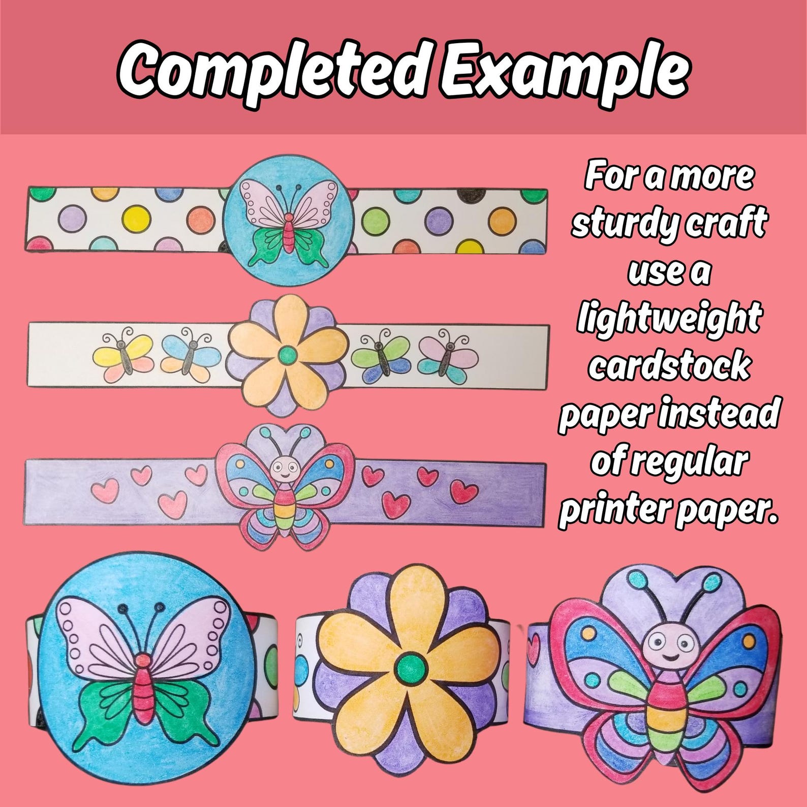 Butterfly Paper Bracelets Printable Craft for Kids Butterfly Themed ...