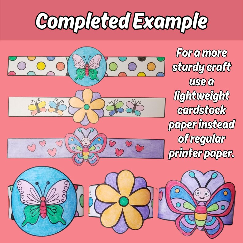 Butterfly Paper Bracelets Printable Craft for Kids Butterfly Themed ...