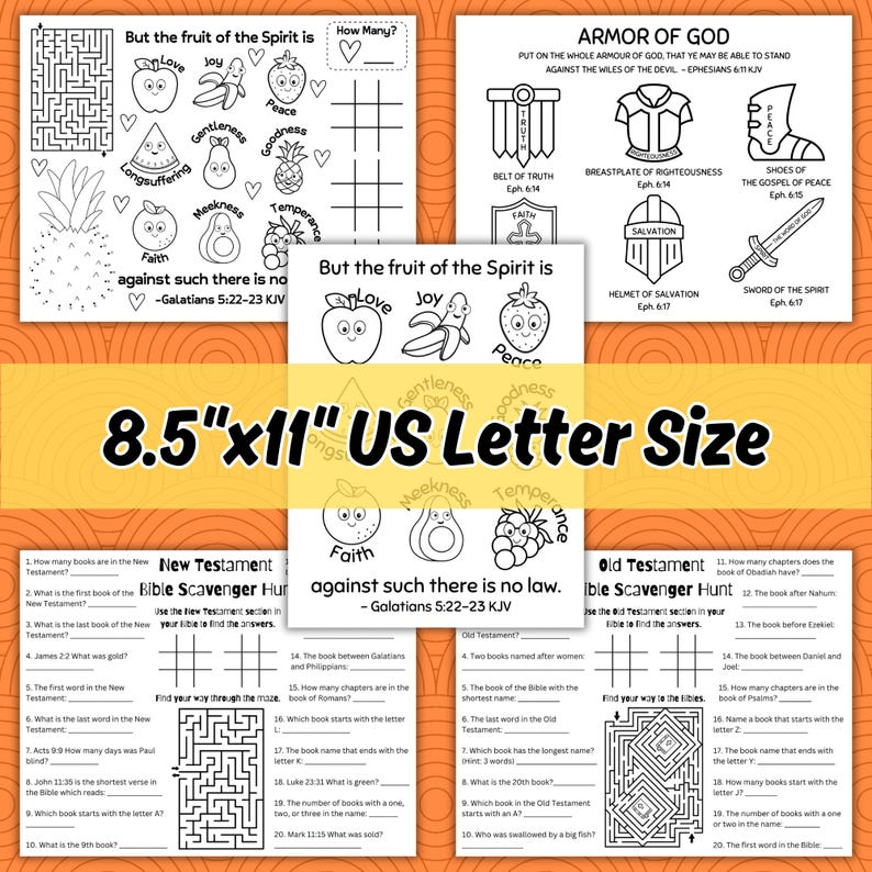 Bible Activity Bundle for Kids, 21 Printable Christian Bible Story ...