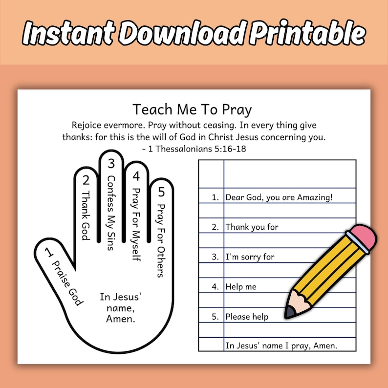 Teach Me to Pray Printable Church Activity for Kids Sunday School Bible ...