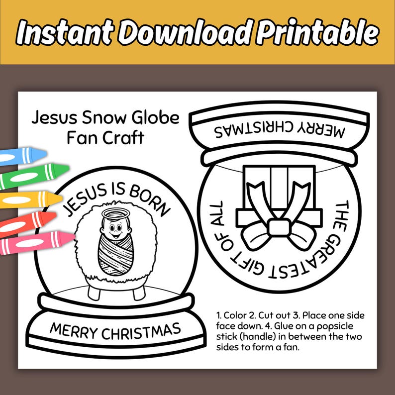 Jesus Snow Globe Fan Craft for Kids Sunday School Class Bible Lesson ...
