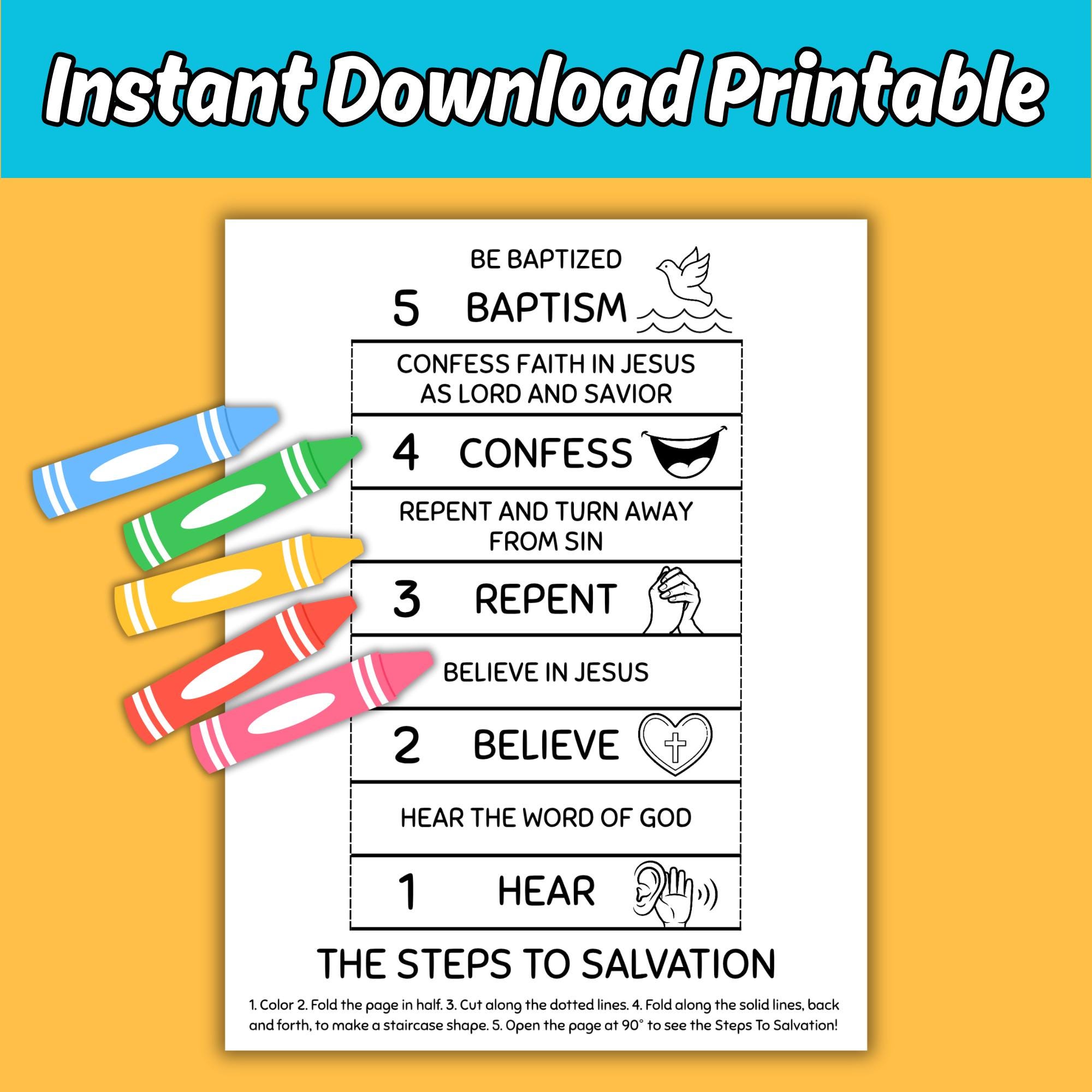 The Steps to Salvation Craft for Kids Sunday School Bible Lesson, the ...