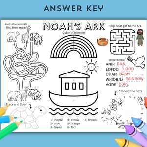 Noah's Ark Kids Printable Activity Sheet, Bible Story Coloring Activity ...