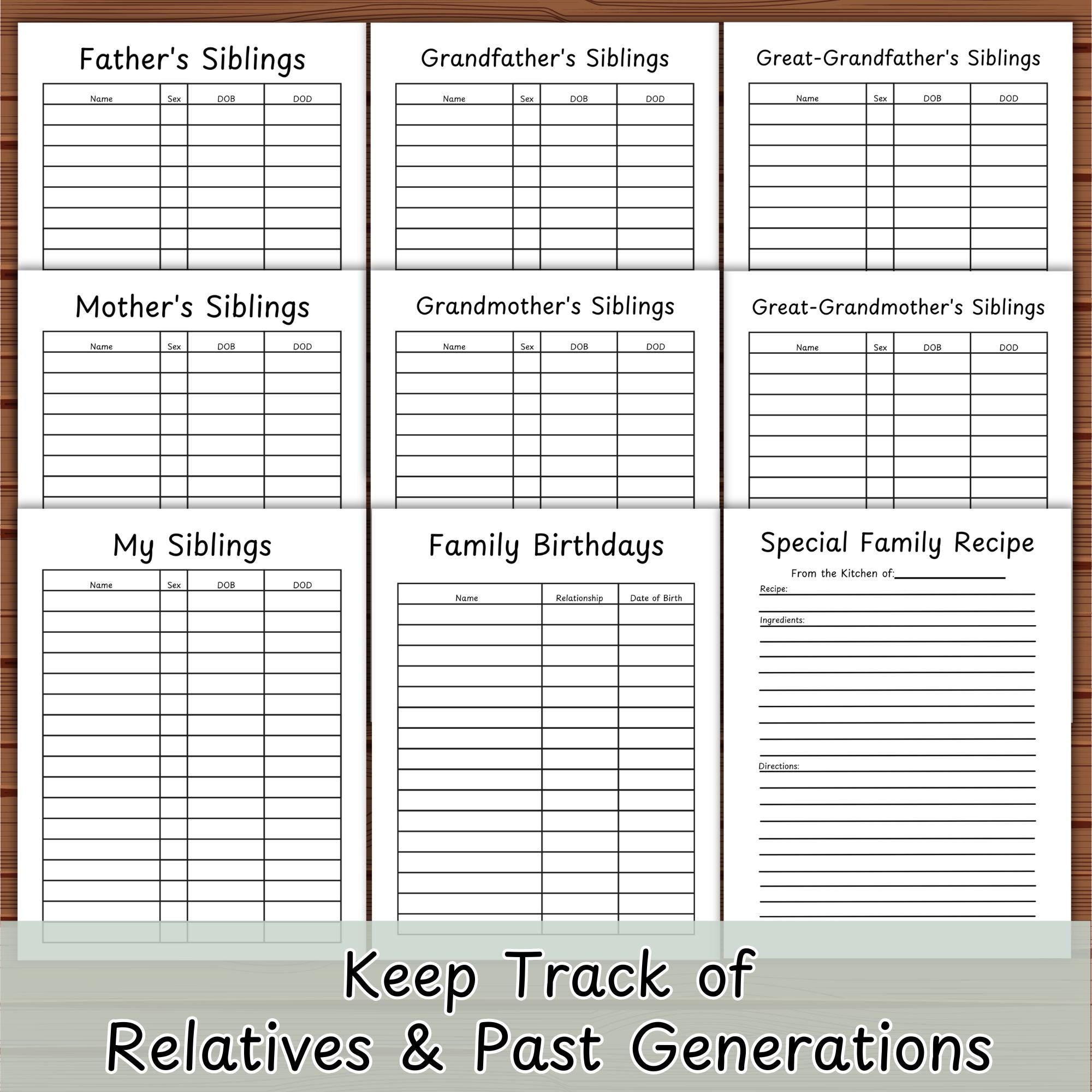 My Family Story Printable Legacy Journal, Family Tree Keepsake Journal ...