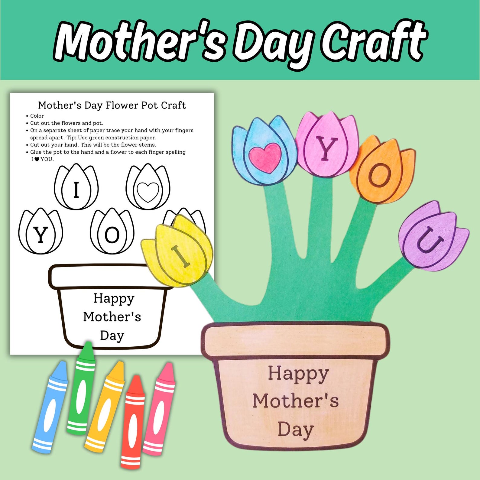 Mother's Day Flower Pot Craft Printable Activity for Kids Mother's Day ...