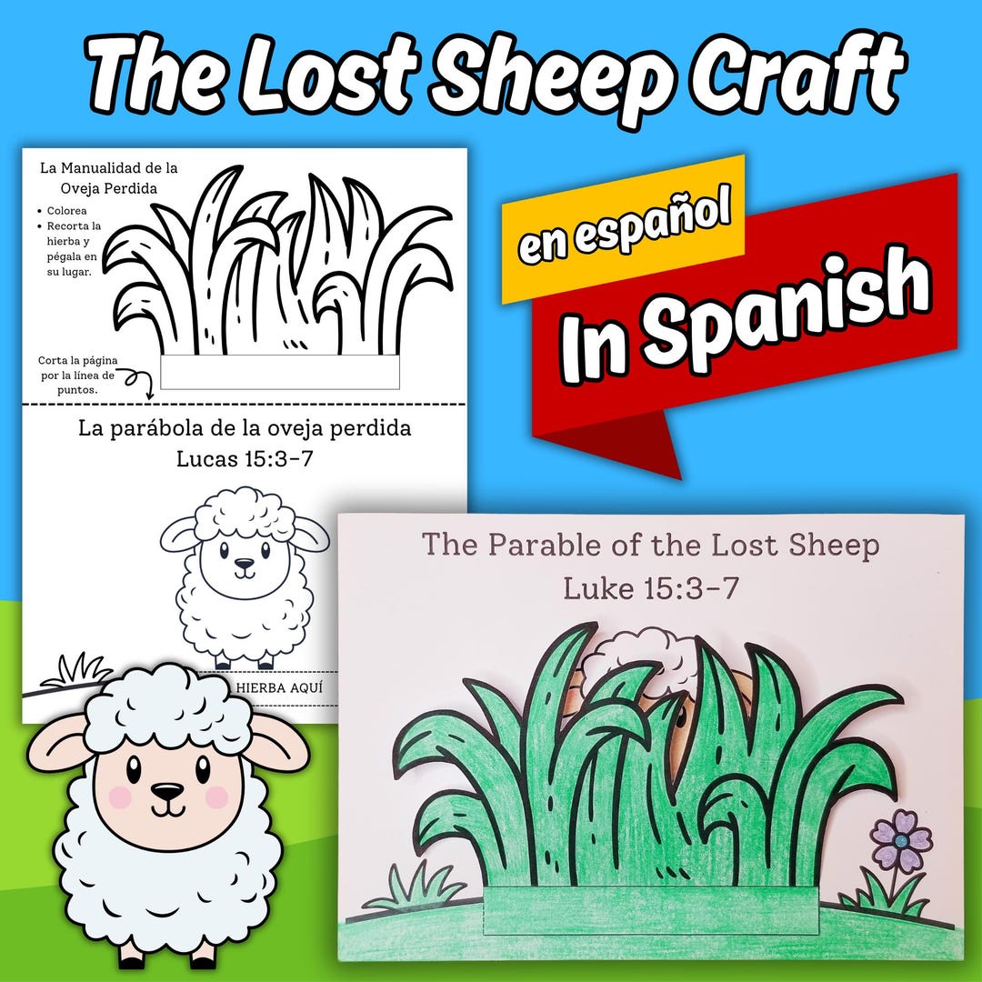 The Lost Sheep Bible Story Craft IN SPANISH Printable for Kids Sunday ...