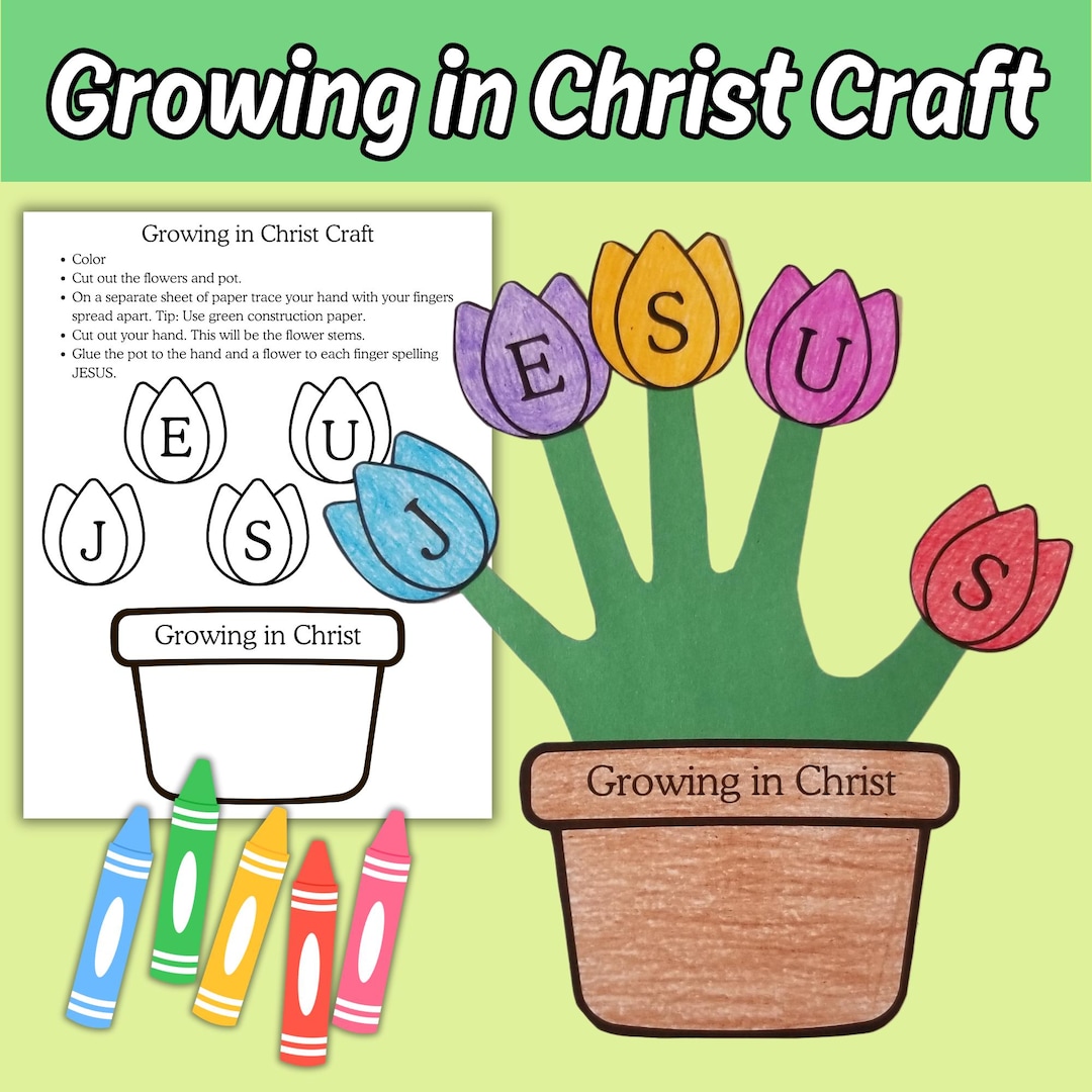Growing in Christ Jesus Flower Craft Printable Activity for Kids Sunday ...