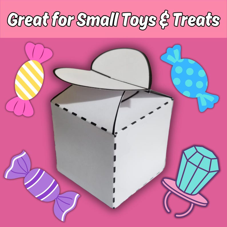 Blank Heart Gift Box Cube Craft for Kids, Printable Heart Treat Box ...