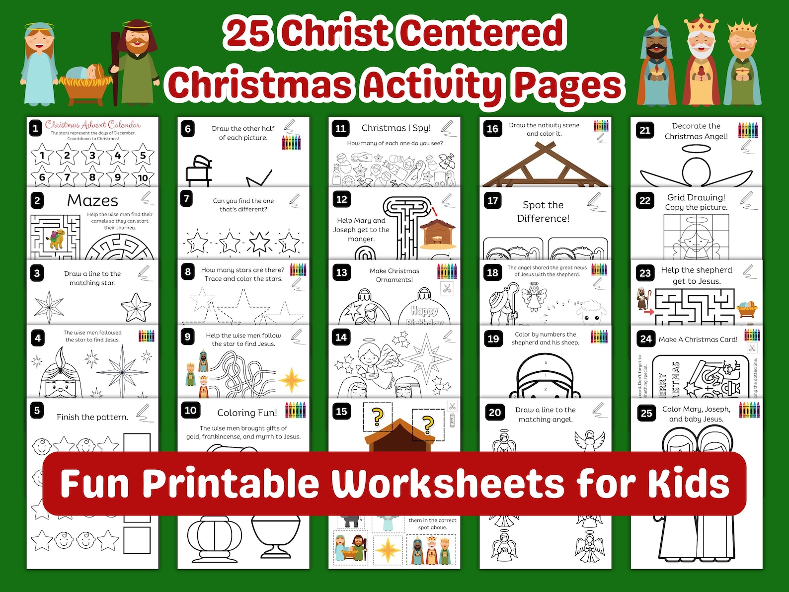 25 Christ Centered Christmas Activity Pages, Christ Centered Countdown ...
