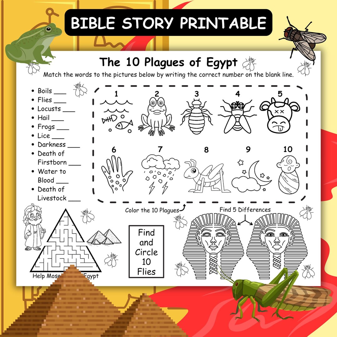 Hoja de actividades para niños sobre las 10 plagas de Egipto, página de ...