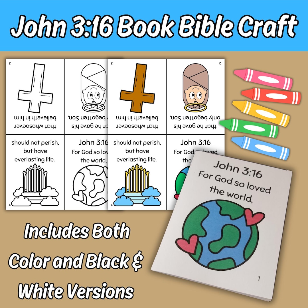 John 3:16 Folding Book Bible Craft, Kids Christian Sunday School Lesson ...