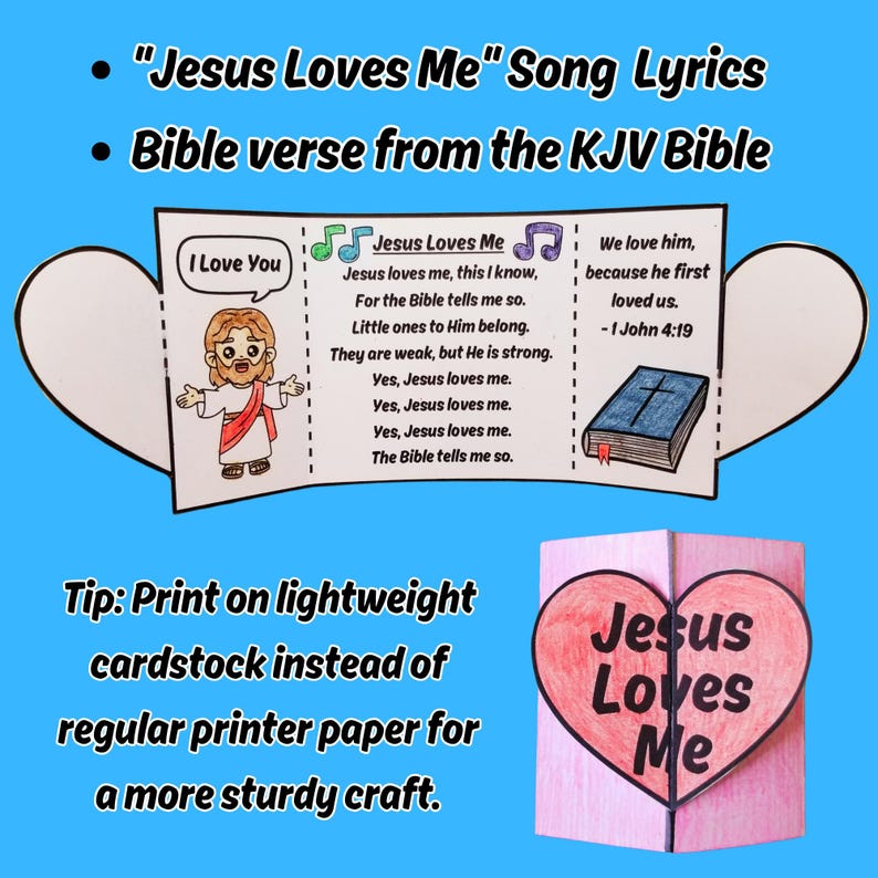 Jesus Loves Me Bible Craft Printable for Kids Bible Lesson, Jesus Loves ...