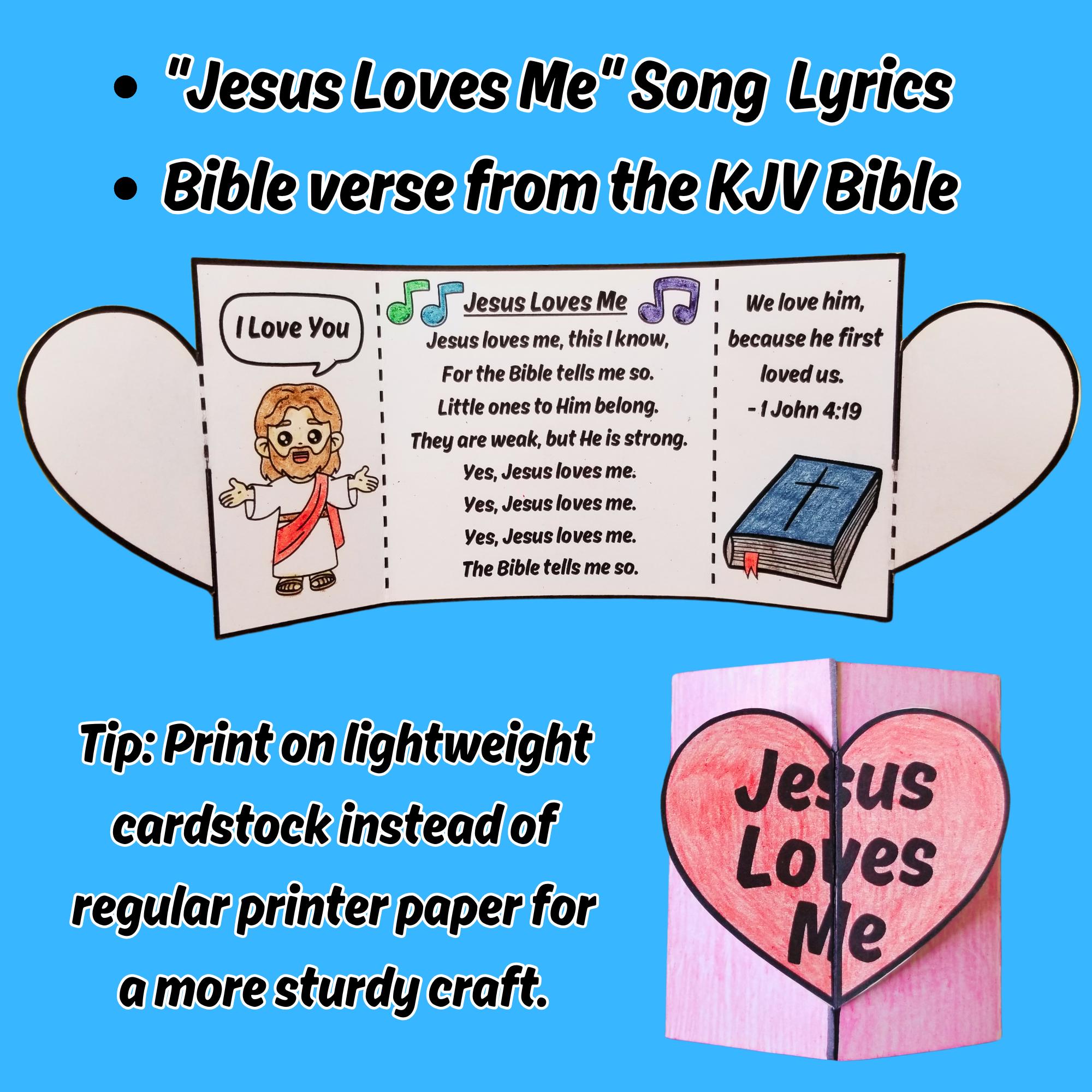 Jesus Loves Me Bible Craft Printable for Kids Bible Lesson, Jesus Loves ...