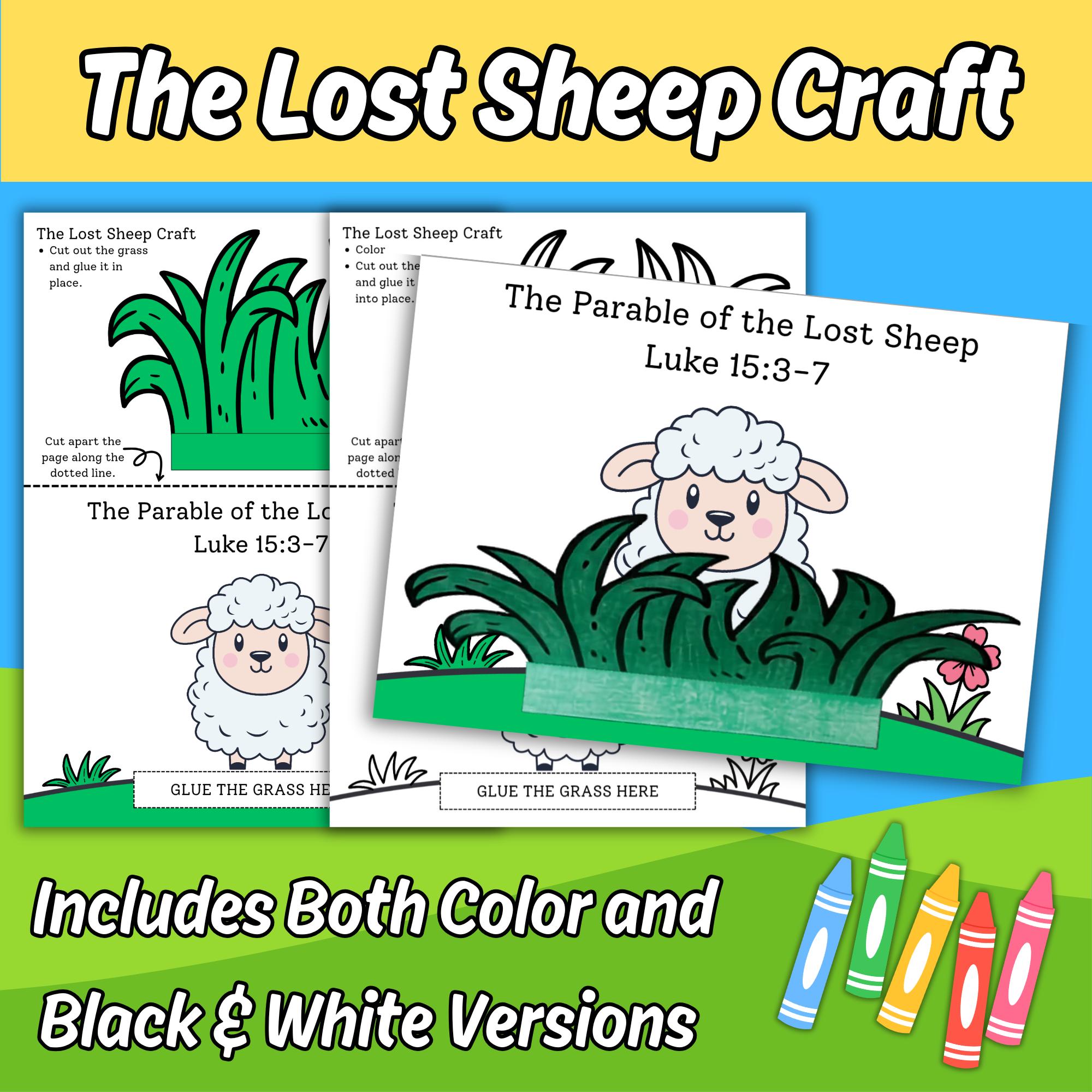 The Lost Sheep Bible Story Craft Printable for Kids Sunday School ...