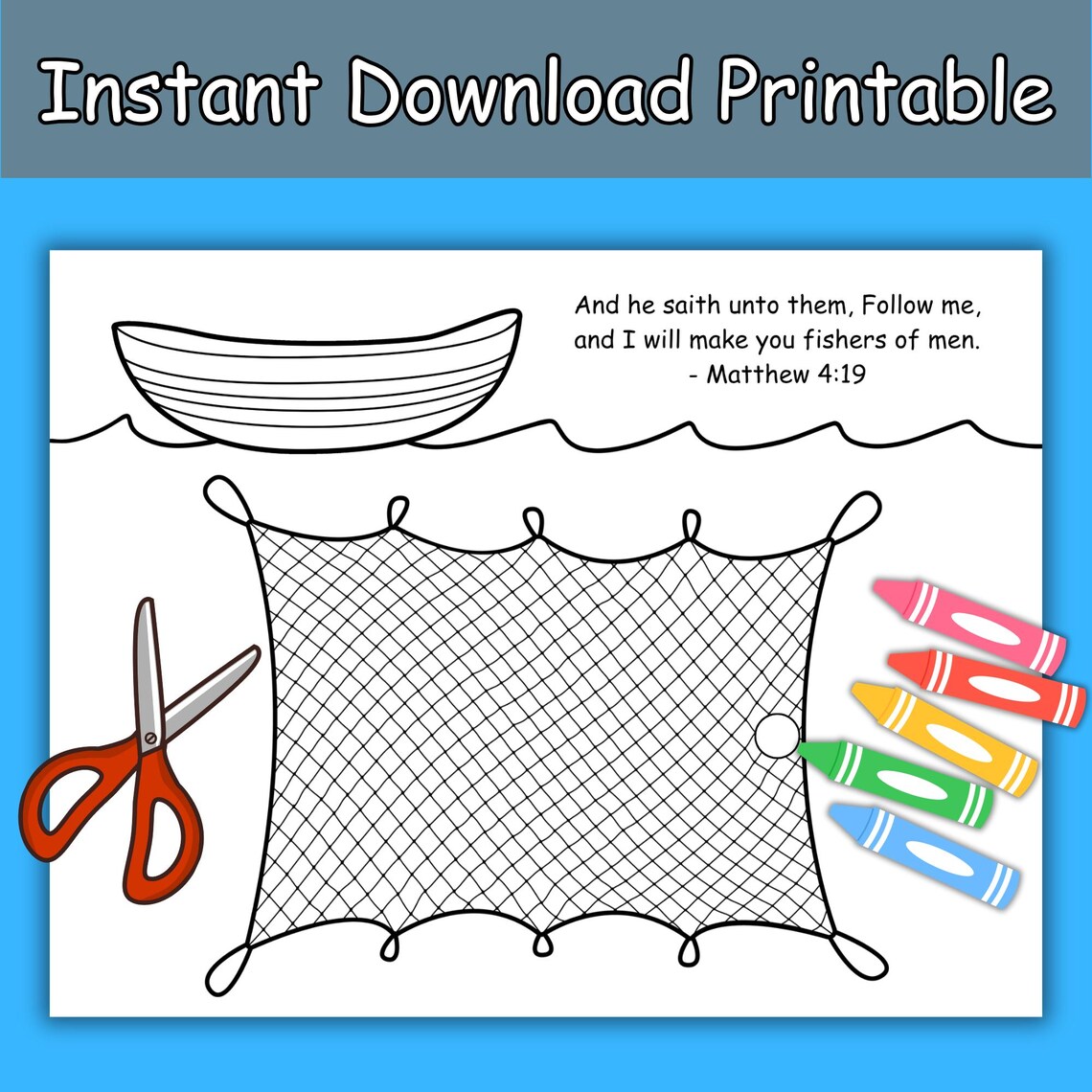 Fishers of Men Pop-up Bible Craft Printable for Kids Sunday School ...
