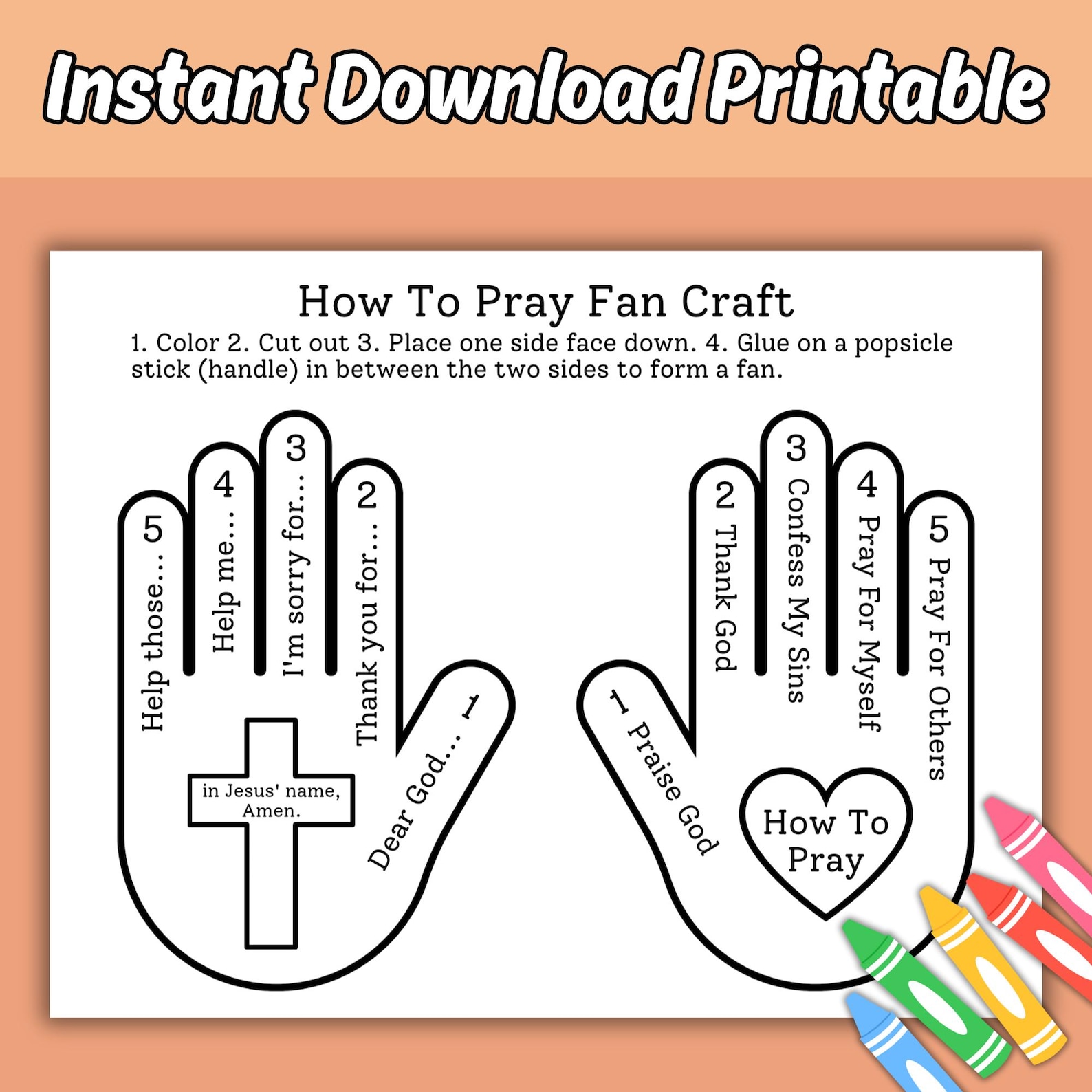 How to Pray Fan Craft for Kids Sunday School Bible Lesson, Learn to ...
