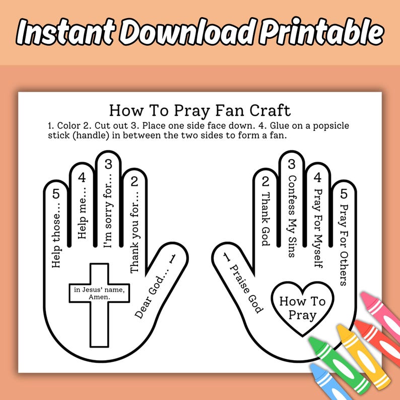 How to Pray Fan Craft: Sunday School Bible Lesson (digital Download) - Etsy