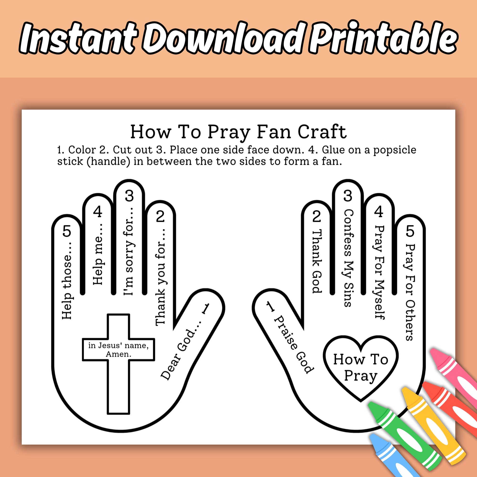How to Pray Fan Craft: Sunday School Bible Lesson (digital Download) - Etsy