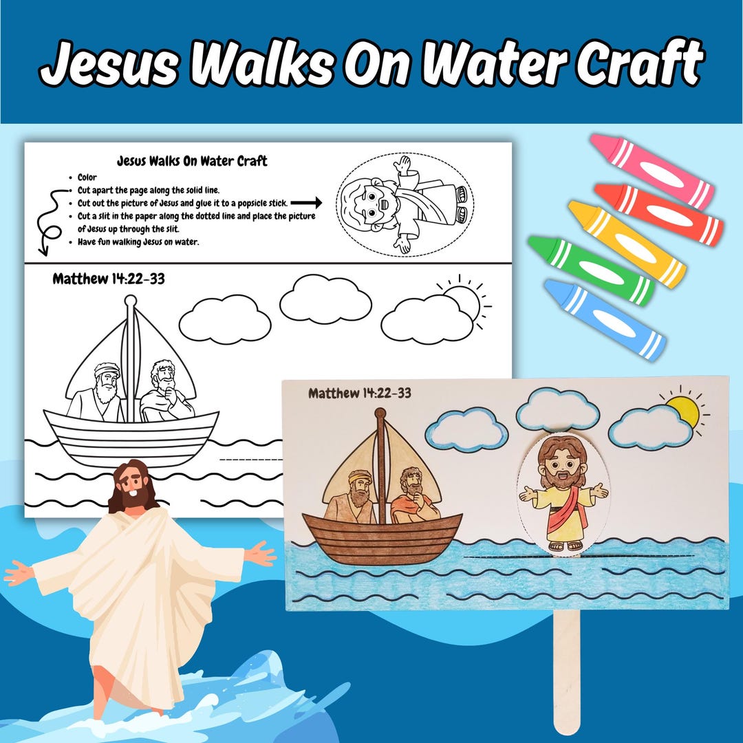 Jesus Walks on Water Kids Bible Story Craft Printable Sunday School ...
