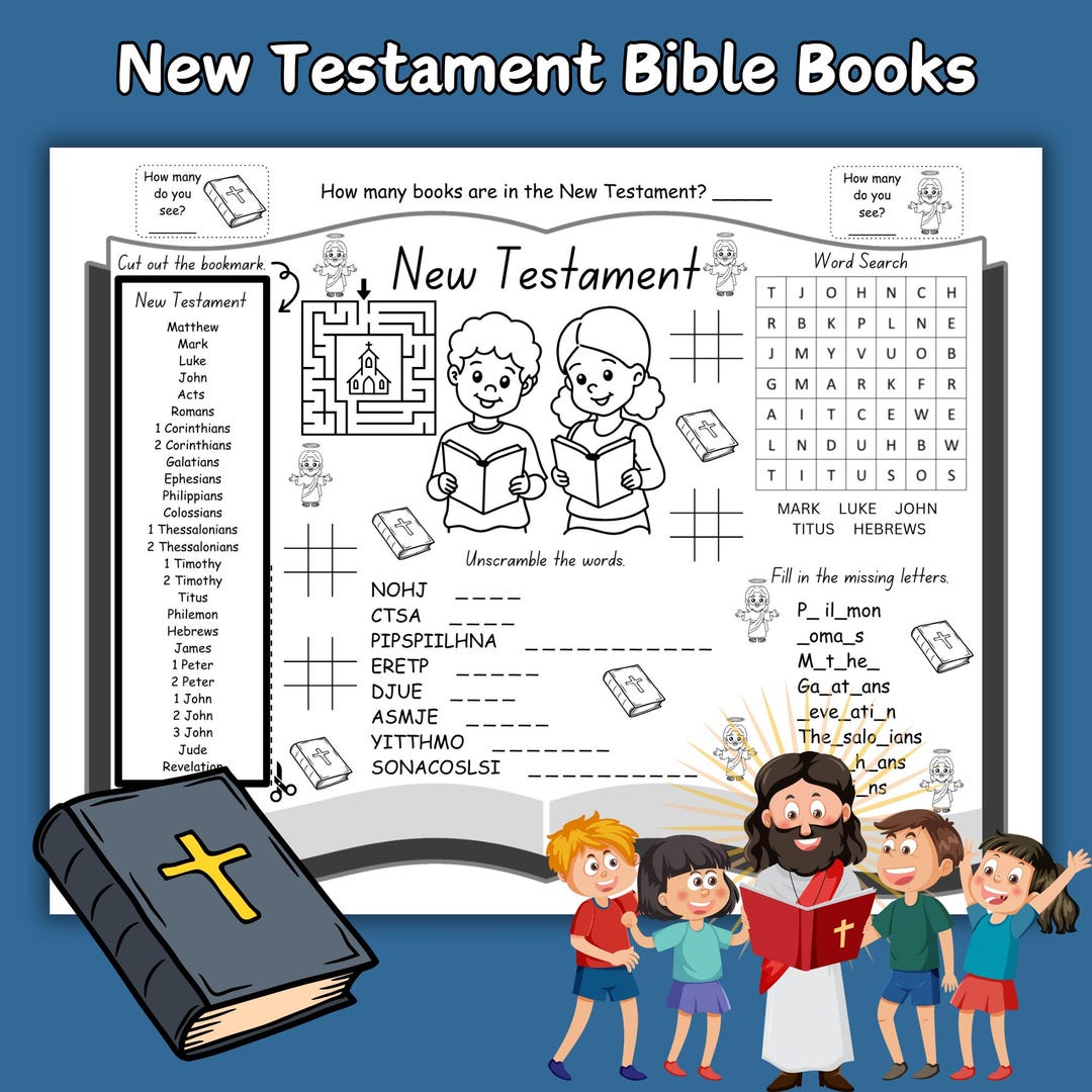 New Testament Books of the Bible Kids Activity Worksheet Printable ...