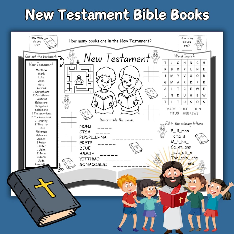 New Testament Books of the Bible Kids Activity Worksheet Printable ...