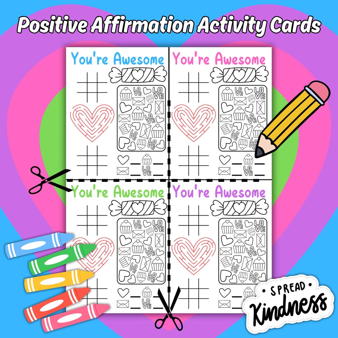 Positive Affirmation Activity Cards for Kids, Printable Kindness ...