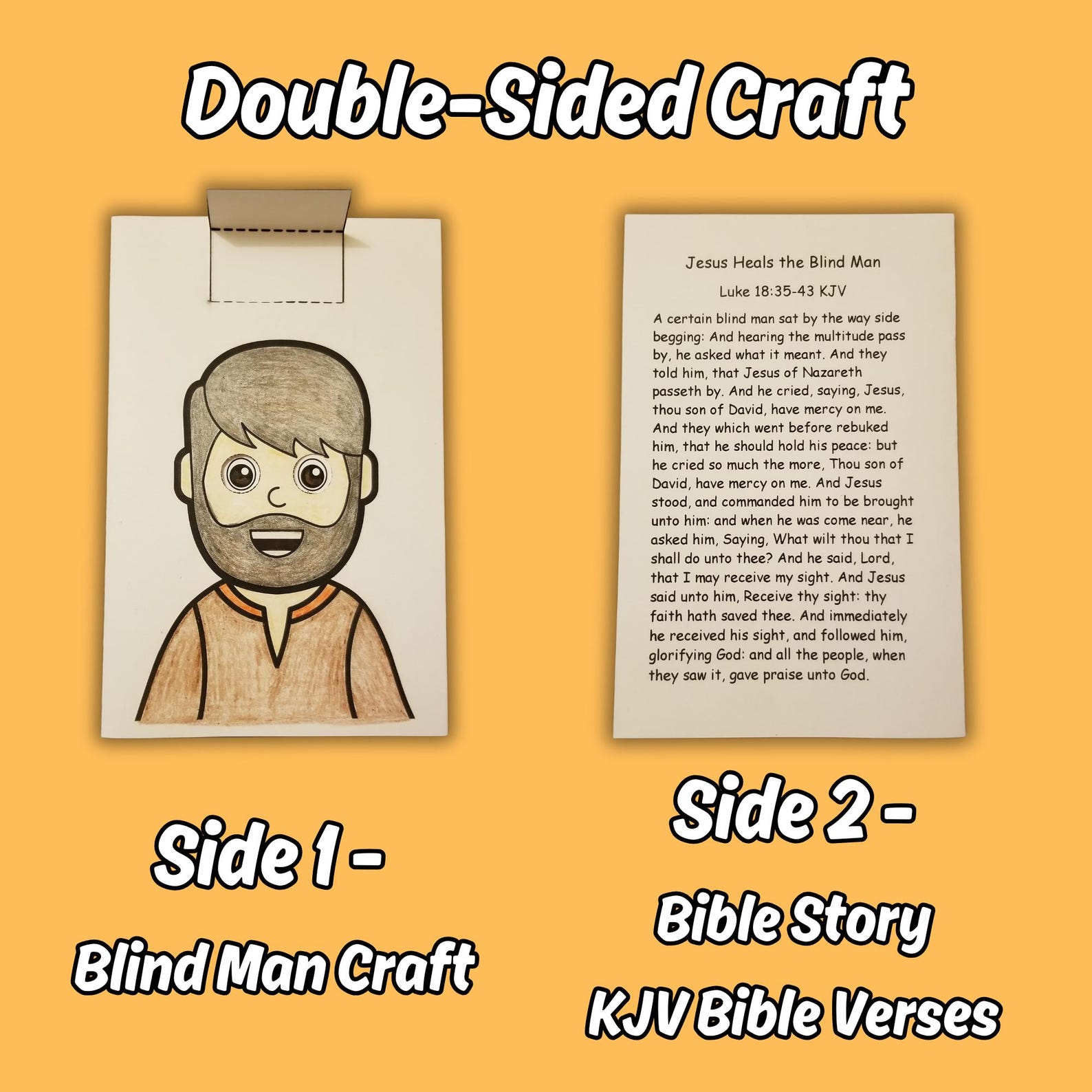 Jesus Heals the Blind Man Bible Craft Printable for Kids Sunday School ...